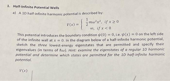 Solved 1. Half-Infinite Potential Wells a) A 1D | Chegg.com