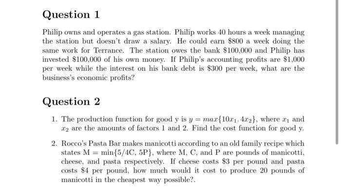 Solved Philip owns and operates a gas station. Philip works | Chegg.com