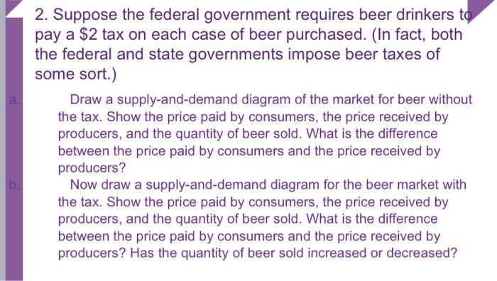 Solved 2. Suppose the federal government requires beer | Chegg.com