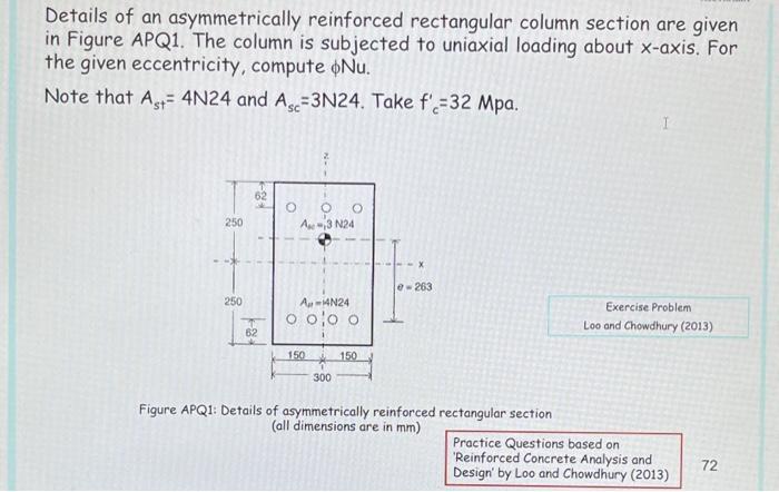 Solved Details of an asymmetrically reinforced rectangular | Chegg.com
