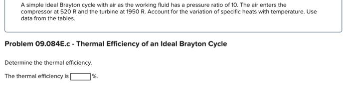 Solved A simple ideal Brayton cycle with air as the working | Chegg.com