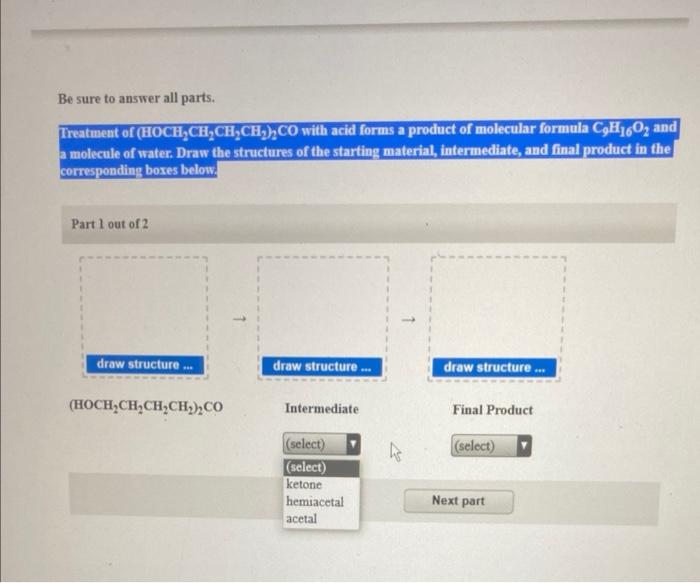 Solved Be sure to answer all parts. Treatment of ( | Chegg.com