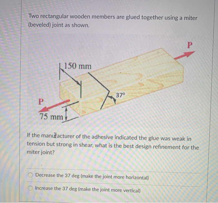 Solved Two rectangular wooden members are glued together | Chegg.com