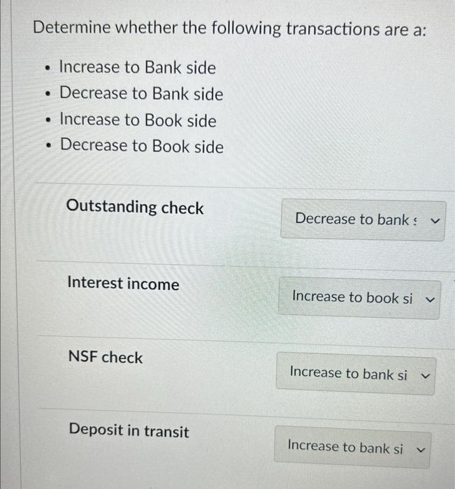 [Solved]: Determine whether the following transactions are