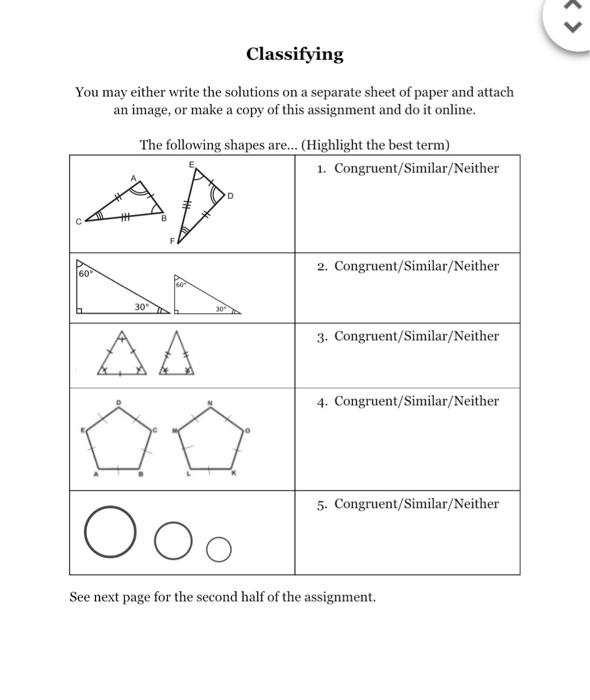 Solved Classifying You may either write the solutions on a | Chegg.com