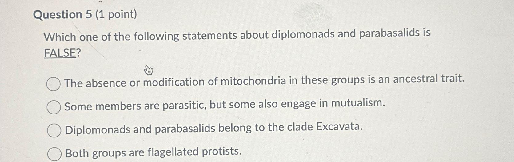 Solved Question 5 (1 ﻿point)Which one of the following | Chegg.com