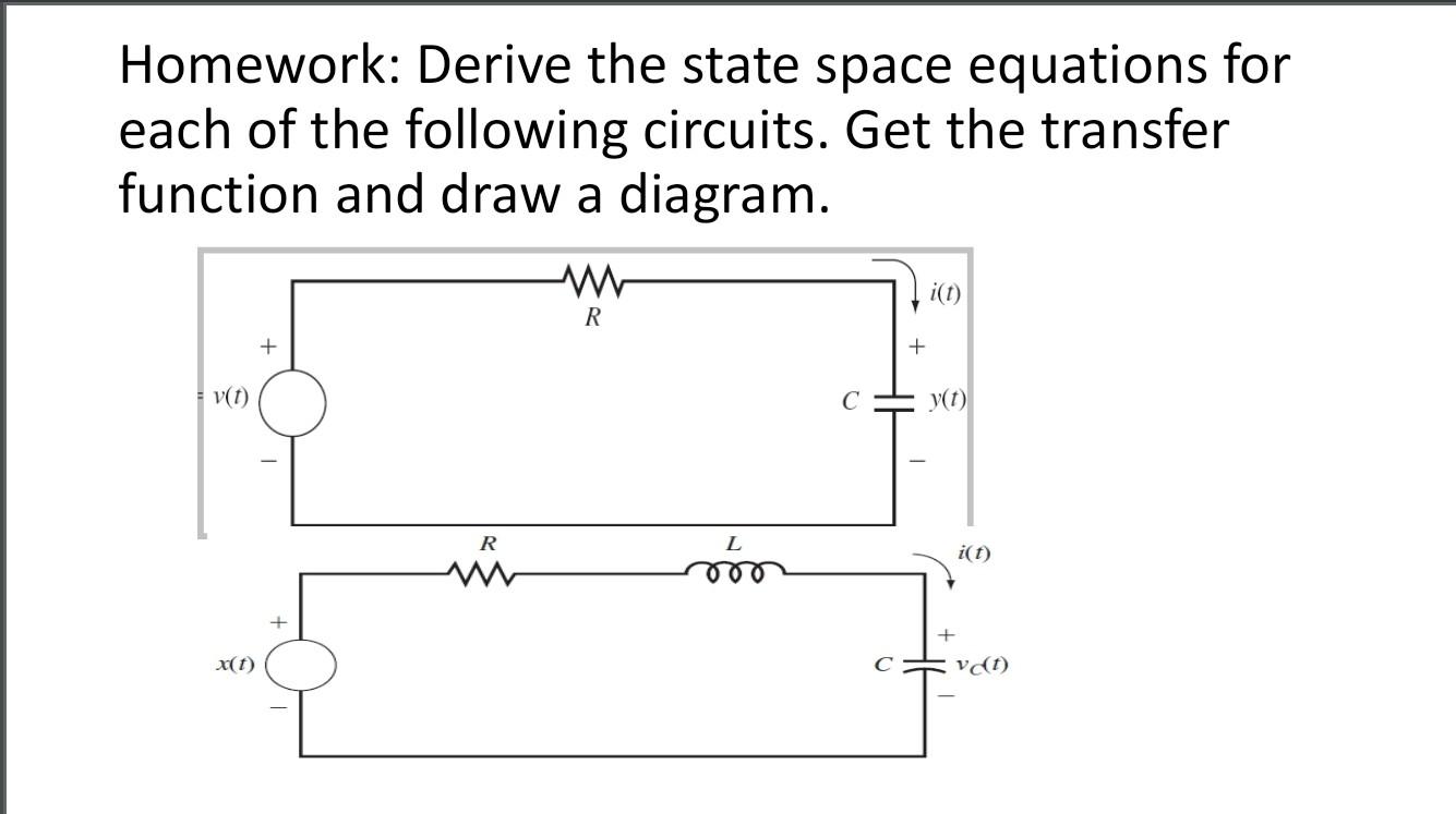 Solved Homework Derive The State Space Equations For Each
