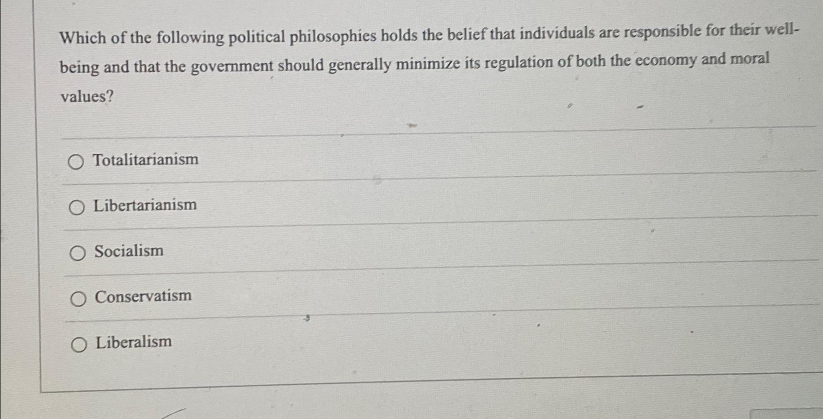 Solved Which of the following political philosophies holds | Chegg.com