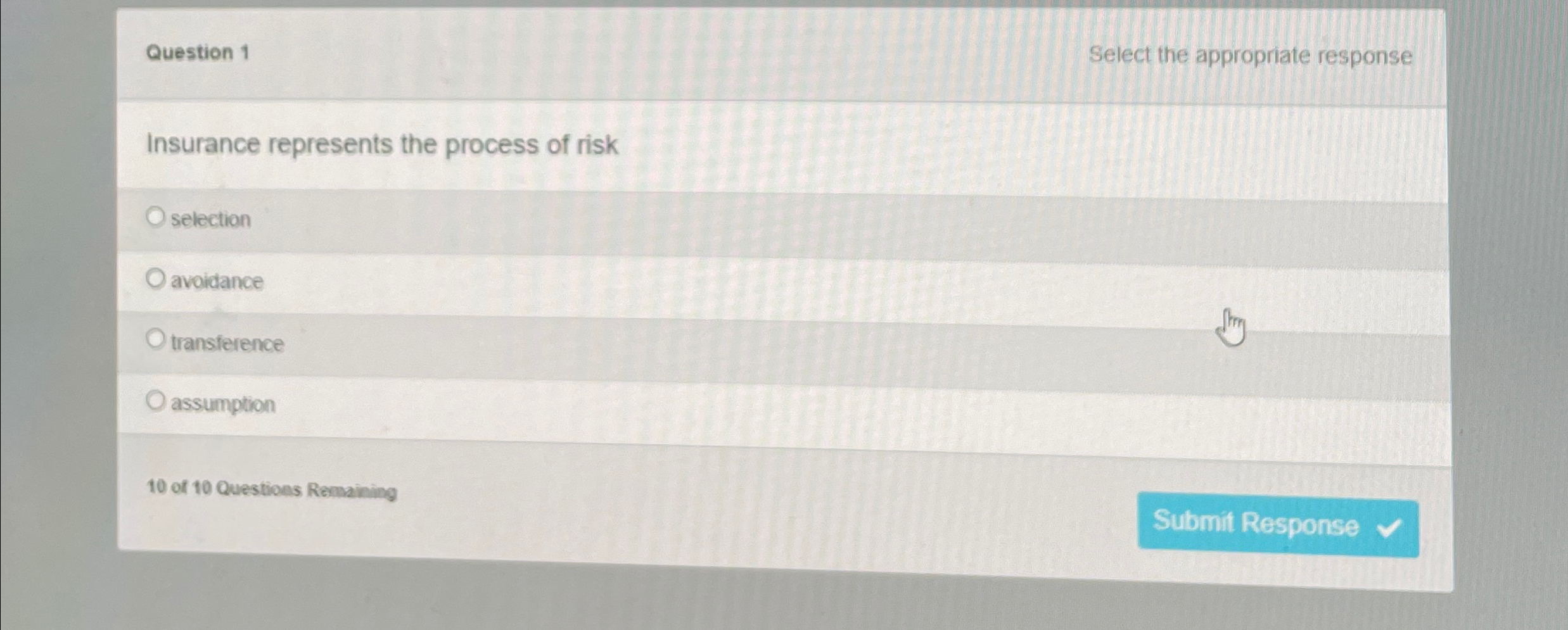 Solved Question 1Select the appropriate responseInsurance | Chegg.com Solved Question 1Select the appropriate responseInsurance | Chegg.com