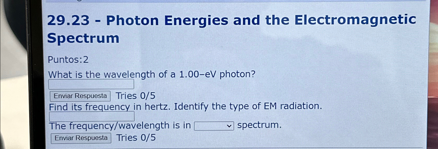 Solved 29.23 - ﻿Photon Energies and the Electromagnetic | Chegg.com