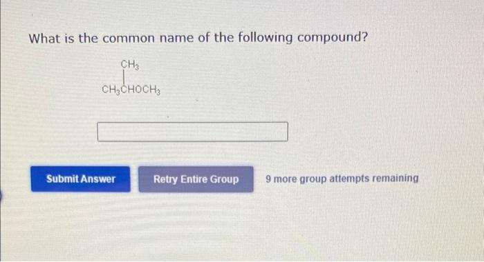 Solved What is the common name of the following compound? | Chegg.com