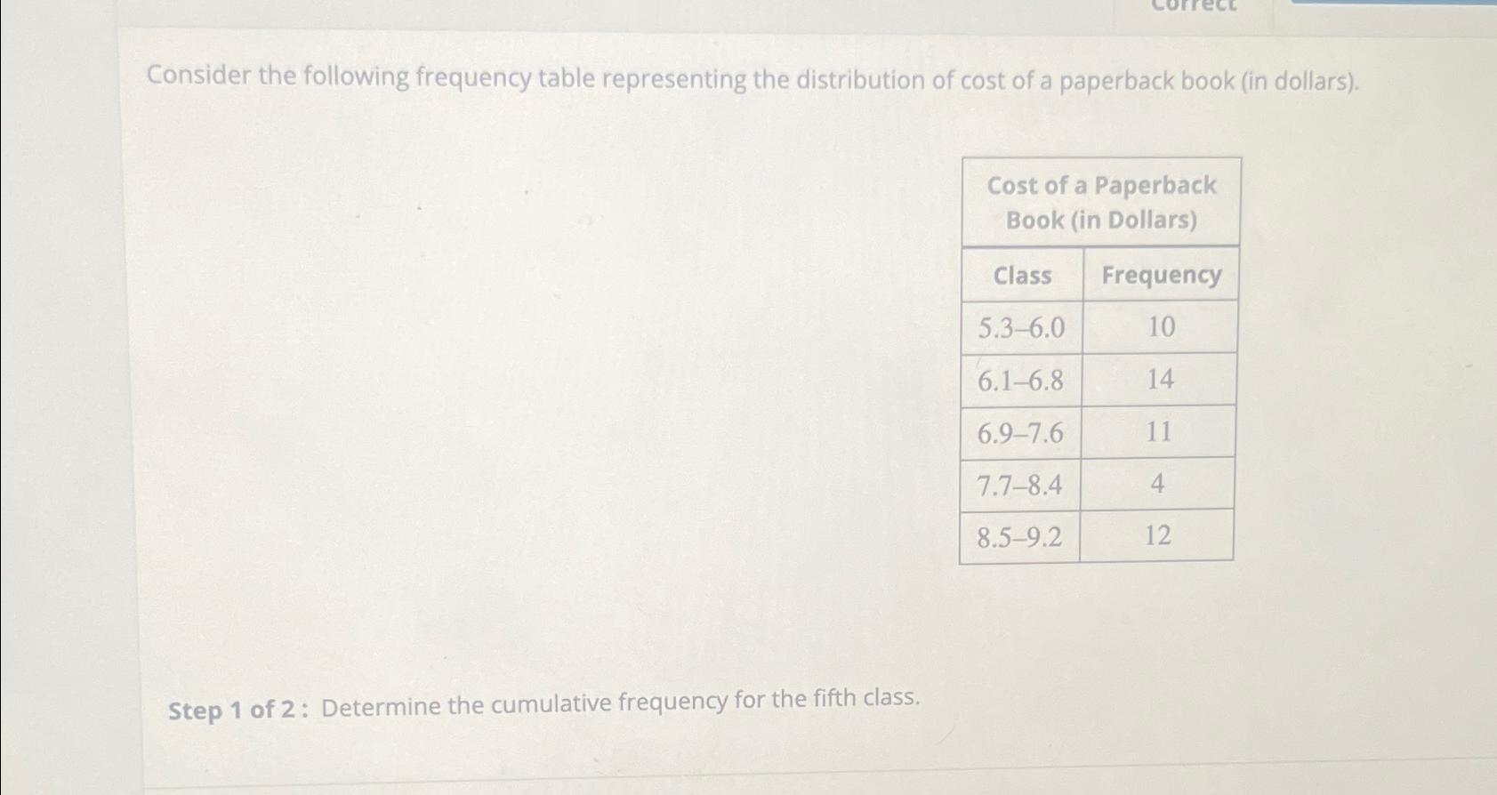 Solved Consider the following frequency table representing | Chegg.com