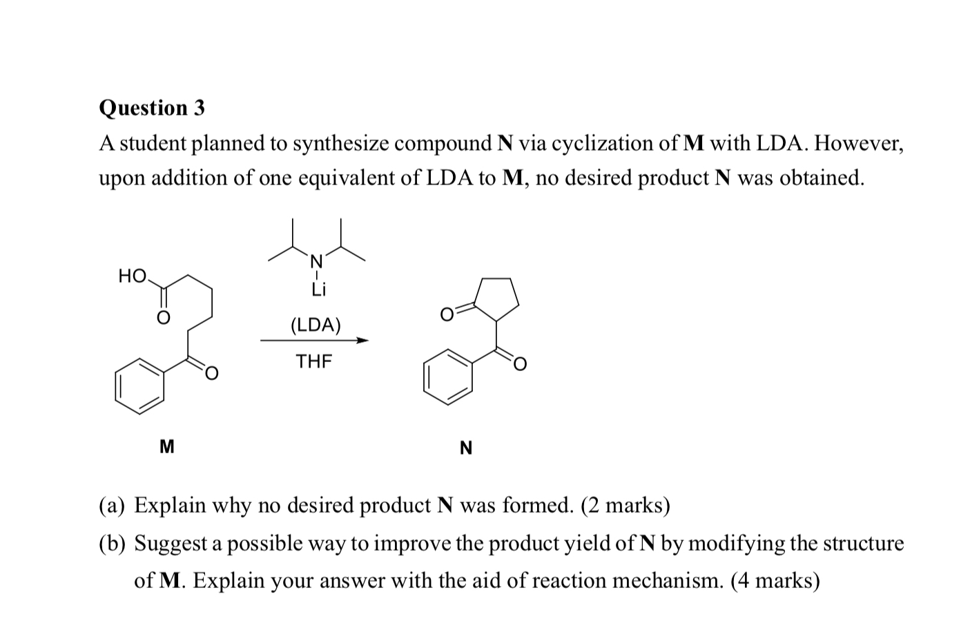 Solved Question 3A student planned to synthesize compound N | Chegg.com