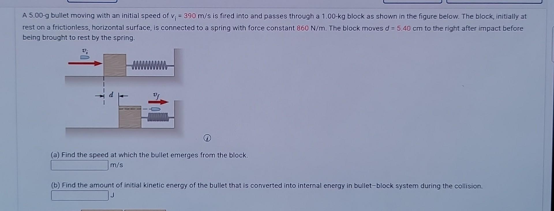 Solved A 5.00-g bullet moving with an initial speed of | Chegg.com