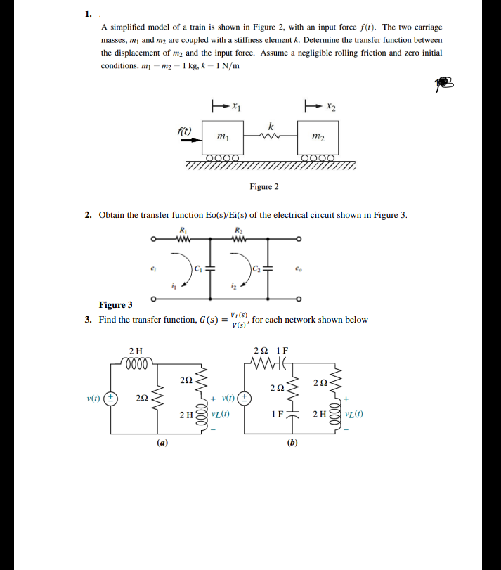 Solved .A simplified model of a train is shown in Figure 2, | Chegg.com
