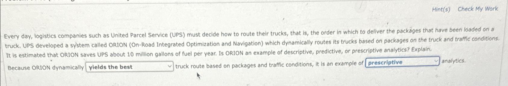 Solved Hint(s) ﻿Check My WorkEvery day, logistics companies | Chegg.com