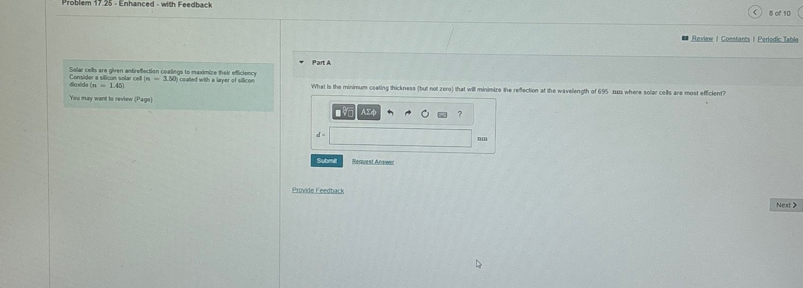 Solved Problem 17.25 - ﻿Enhanced - ﻿with Feedback8 ﻿of | Chegg.com