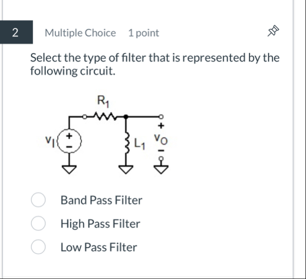 Solved 2Multiple Choice1 ﻿pointSelect the type of filter | Chegg.com