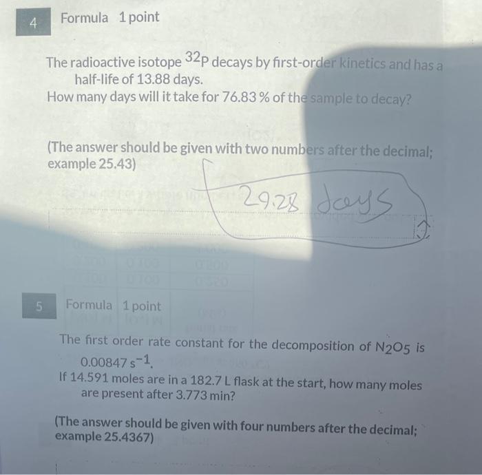 Solved The radioactive isotope 32P decays by first-order | Chegg.com