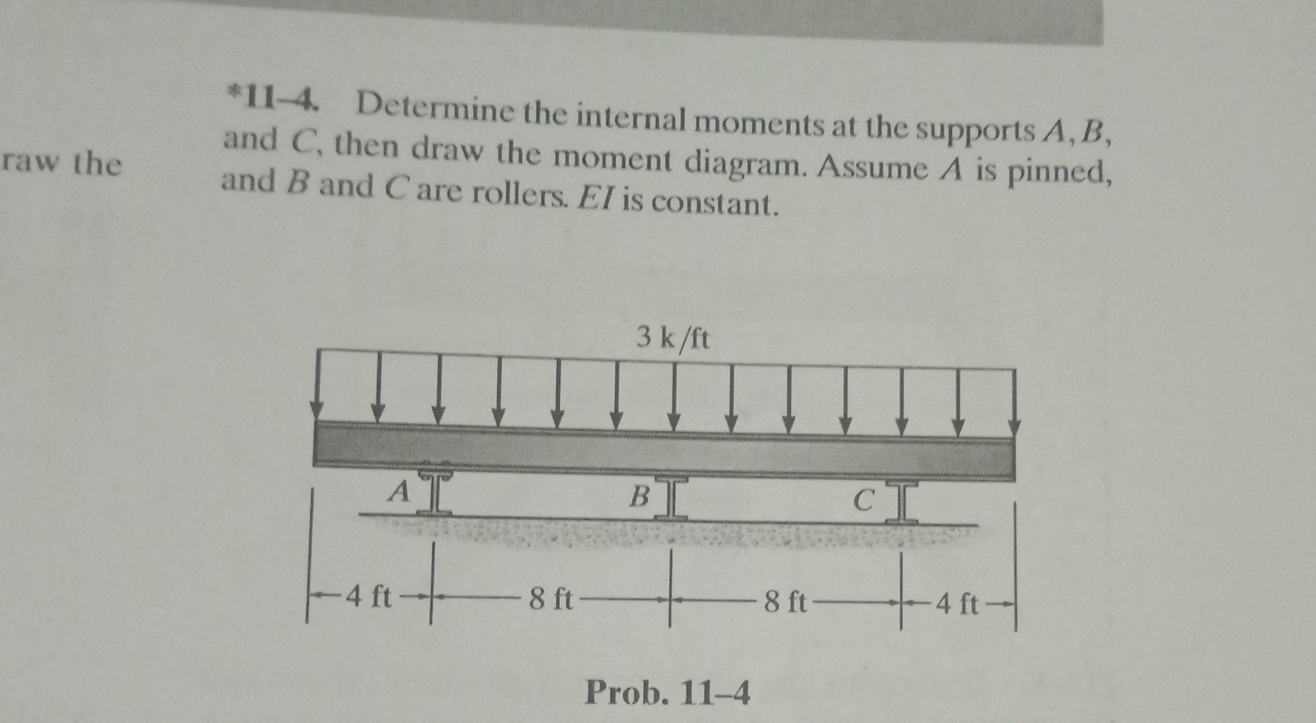 Solved *11-4. Determine the internal moments at the supports | Chegg.com