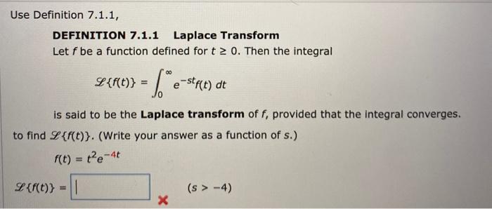 Solved Use Definition 7 1 1 Definition 7 1 1 Laplace