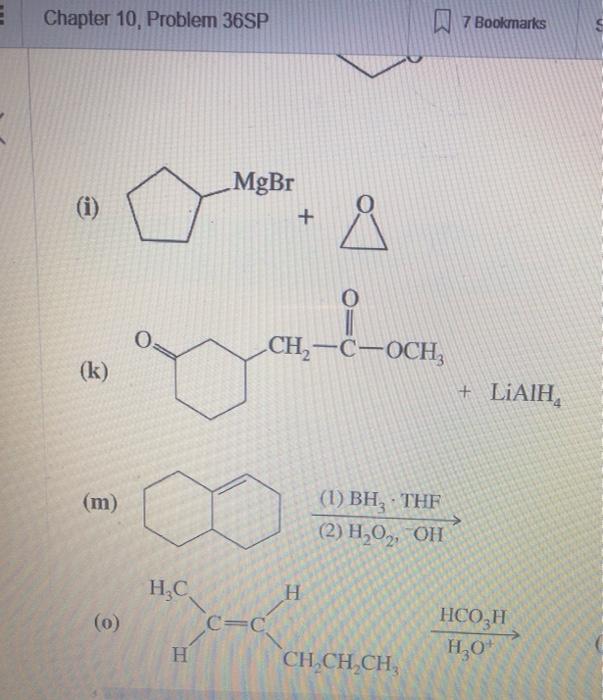 Solved Chapter 10, Problem 36SP 7 Bookmarks MgBr + Å CH2 | Chegg.com