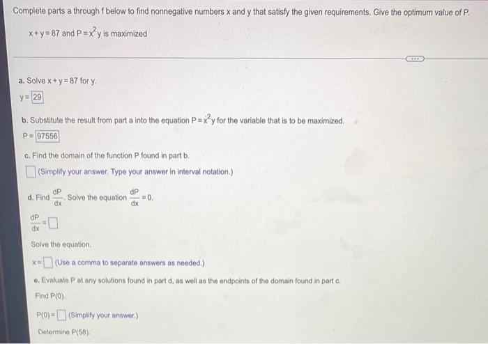 Solved Complete parts a through f below to find nonnegative | Chegg.com