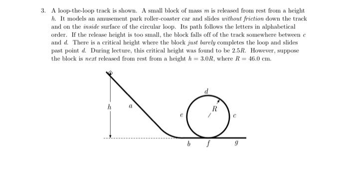 Solved 3. A loop-the-loop track is shown. A small block of | Chegg.com