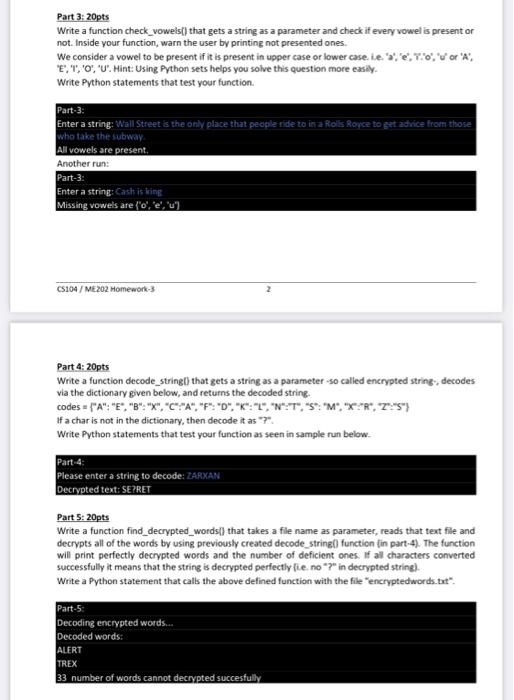 Solved Part 3: 20pts Write a function check_vowels() that | Chegg.com