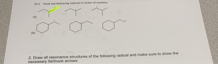 Solved Rank the following radicals in order of stability: | Chegg.com