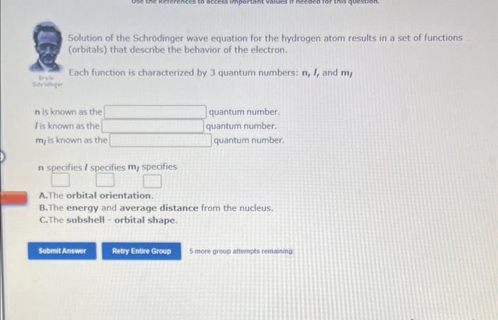 Solved Solution of the Schrodinger wave equation for the | Chegg.com