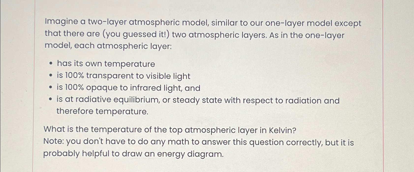 Solved Imagine a two-layer atmospheric model, similar to our | Chegg.com