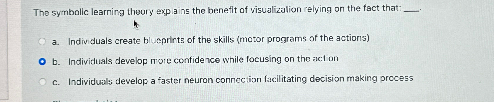 Solved The symbolic learning theory explains the benefit of | Chegg.com