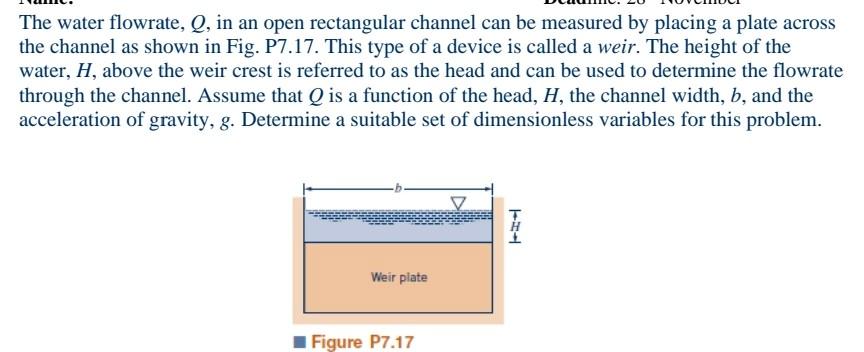 Solved The water flowrate, Q, in an open rectangular channel | Chegg.com