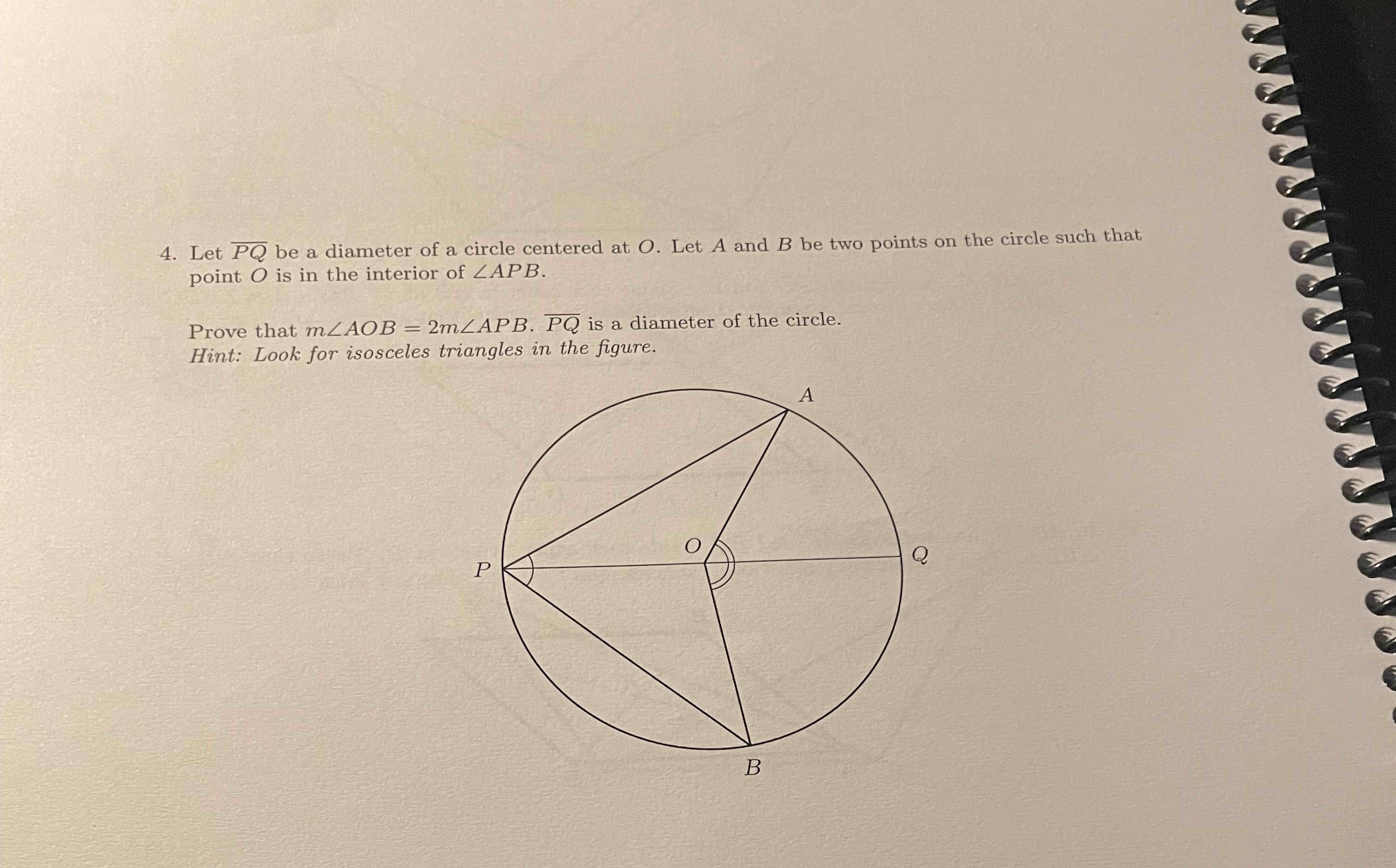 Solved Let ?bar (PQ) be ﻿a diameter of ﻿a circle centered | Chegg.com
