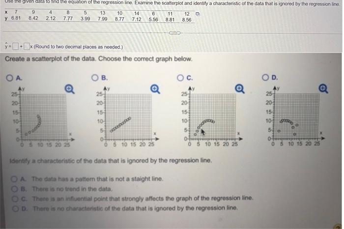 Solved Use the given data to find the equalion of the | Chegg.com