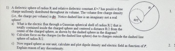 Solved 1) A dielectric sphere of radius R and relative | Chegg.com