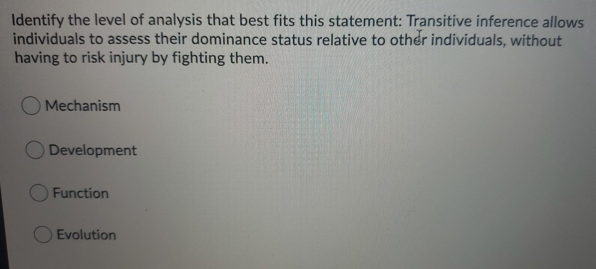 Solved Identify the level of analysis that best fits this | Chegg.com