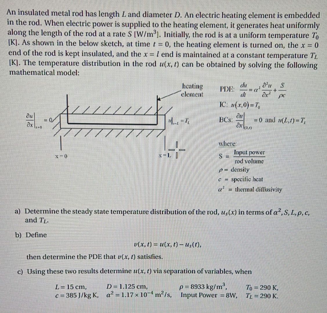 Solved An insulated metal rod has length L ﻿and diameter D. | Chegg.com