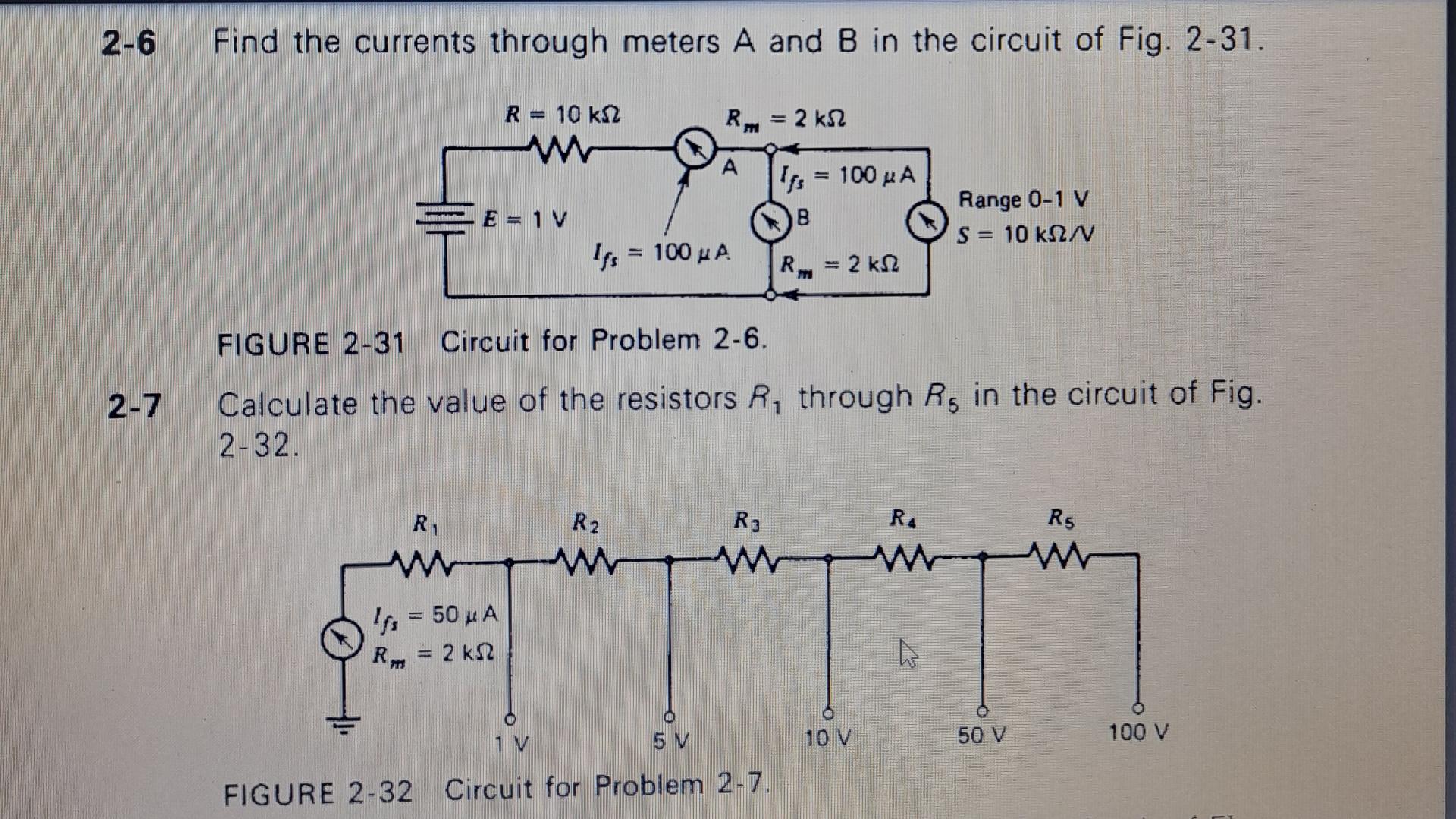 Solved 2-6 ﻿Find the currents through meters A and B ﻿in the | Chegg.com
