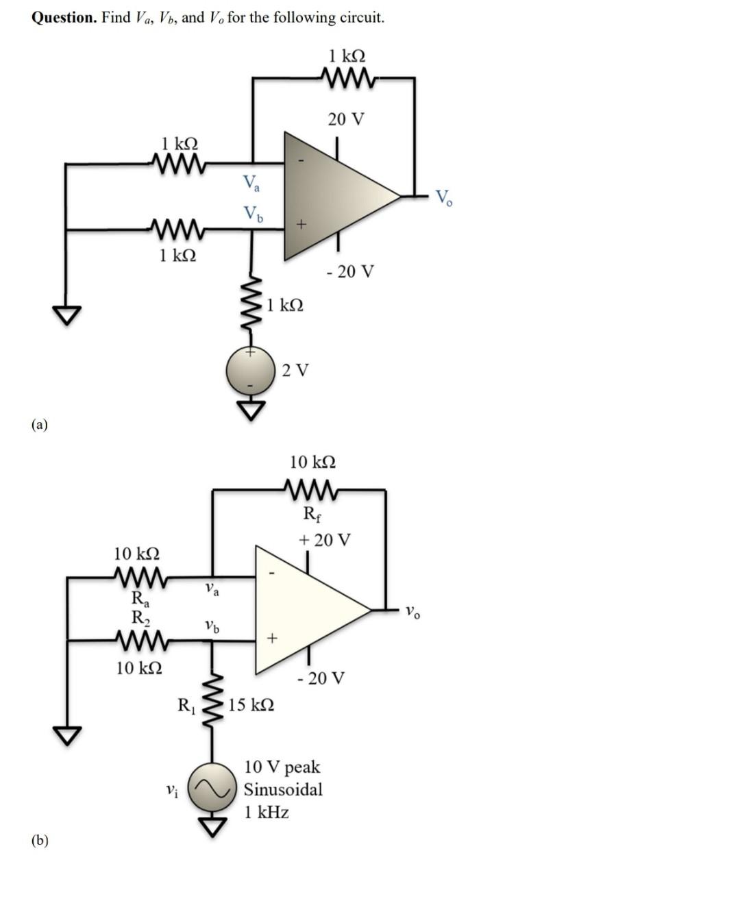 Solved Question. Find Va,Vb, and Vo for the following | Chegg.com