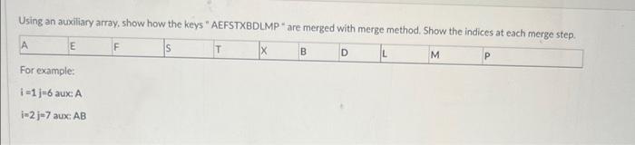 Solved Using an auxiliary array, show how the keys" | Chegg.com
