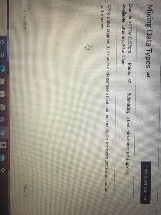 Solved Mixing Data Types Submit Assignment Due Sep 27 by | Chegg.com