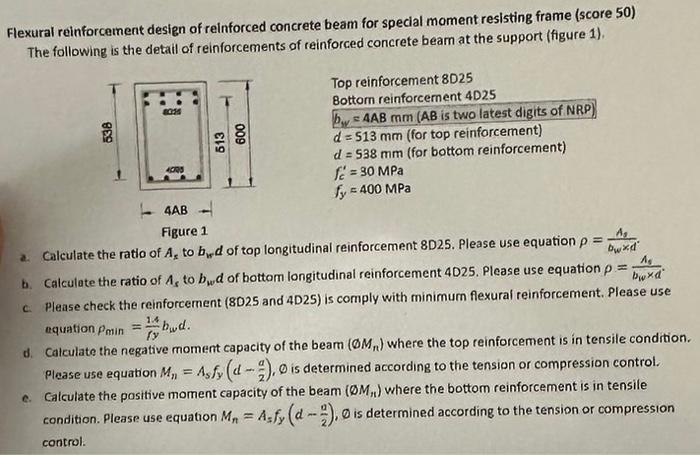 Solved Flexural reinforcement design of reinforced concrete | Chegg.com