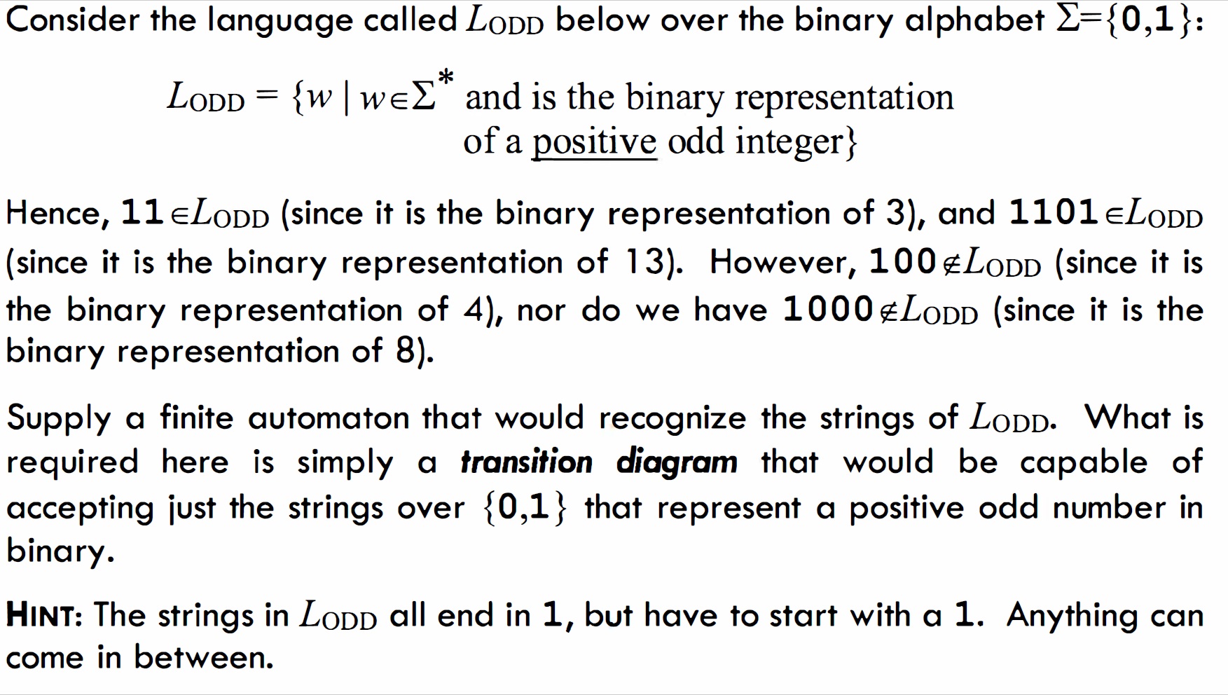 Solved Consider the language called LODD ﻿below over the | Chegg.com