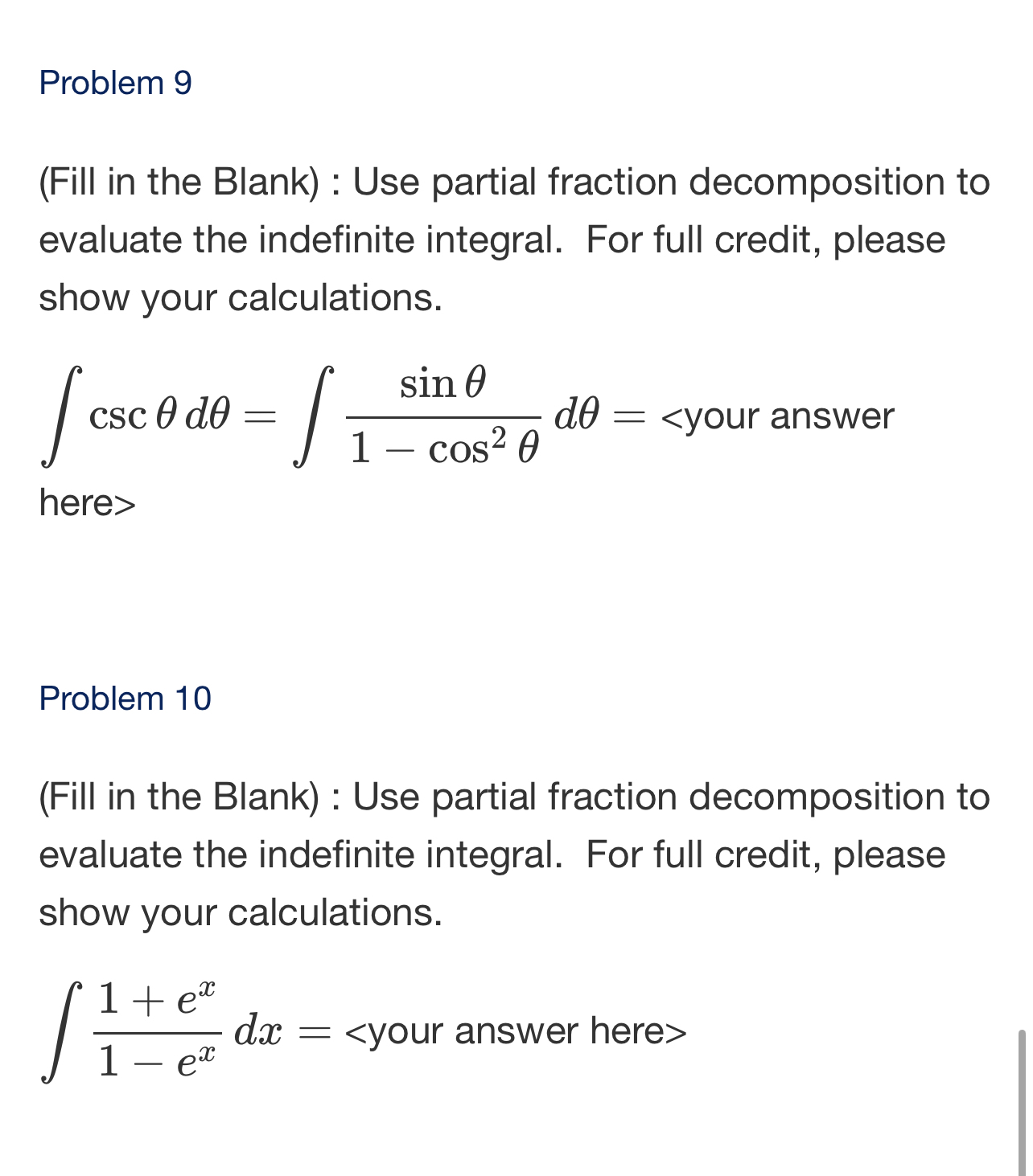 Solved Please answer both questions with all work | Chegg.com