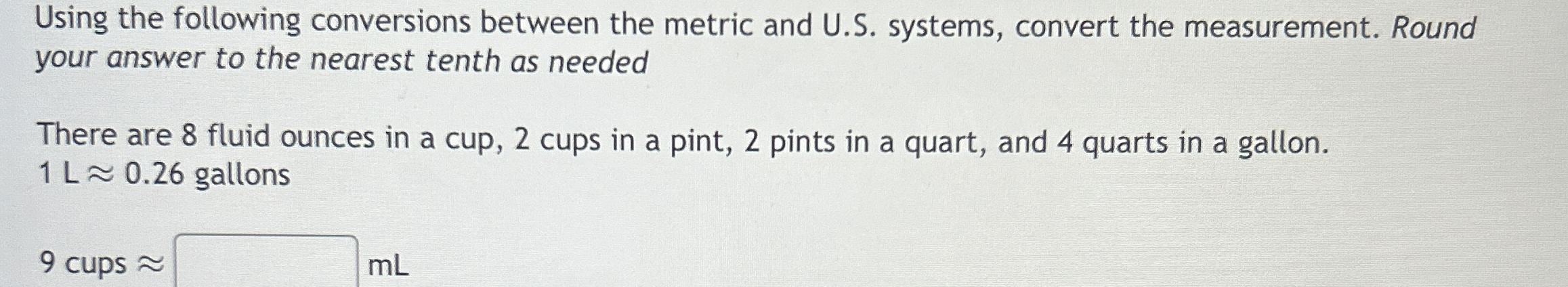 Solved Using the following conversions between the metric | Chegg.com