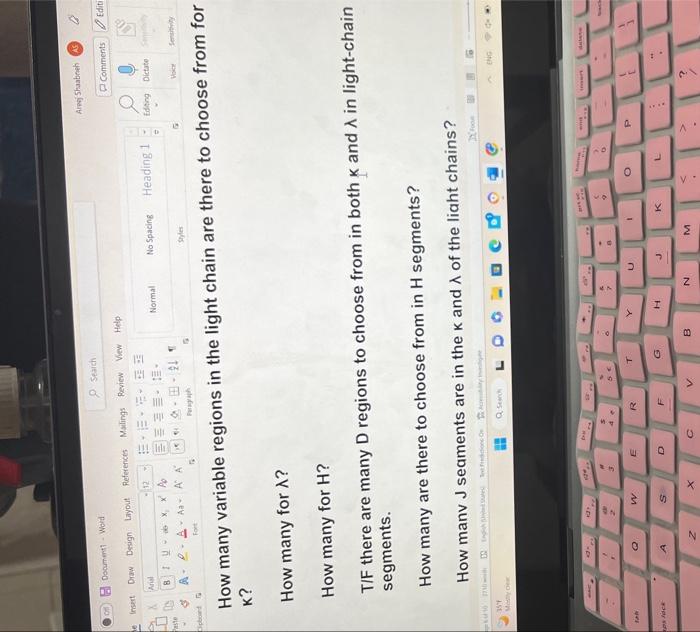 Solved How many variable regions in the light chain are | Chegg.com