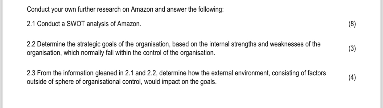 Solved Conduct your own further research on Amazon and | Chegg.com