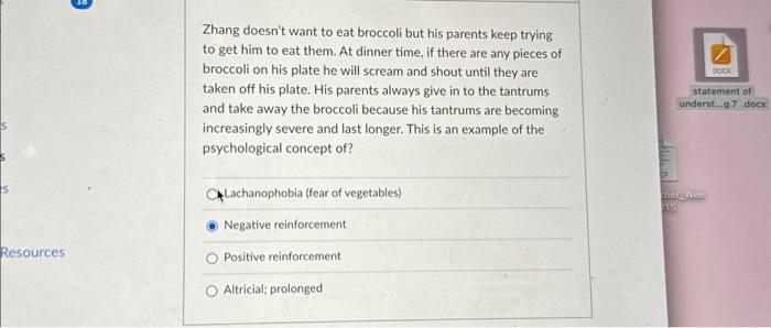 Solved Zhang doesn't want to eat broccoli but his parents | Chegg.com